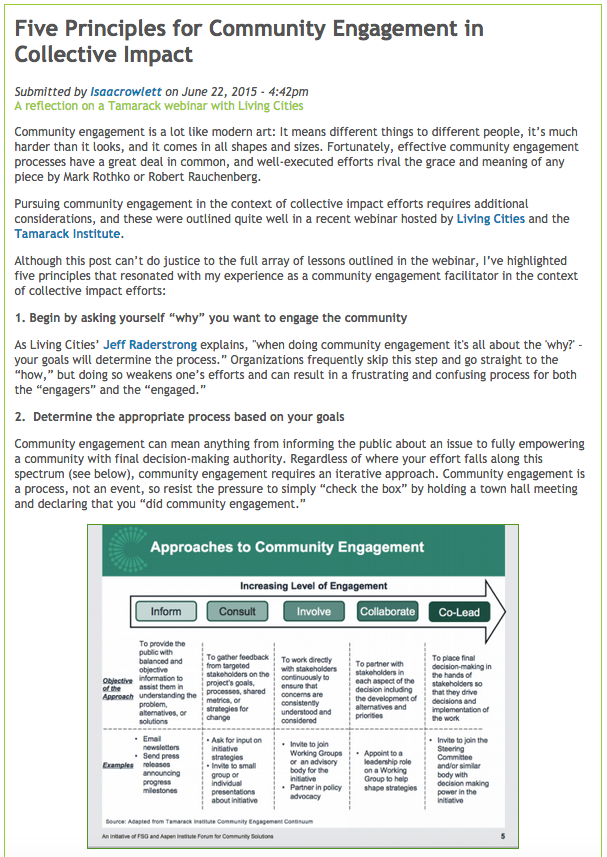 ARTICLE | Five Principles for Community Engagement in Collective Impact
